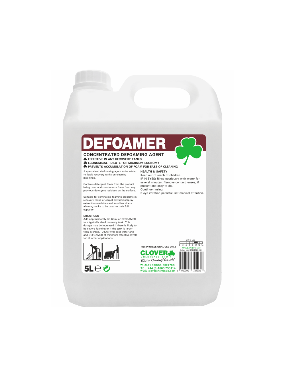 Clover | Liquid Defoamer | 1 x 5 Litre